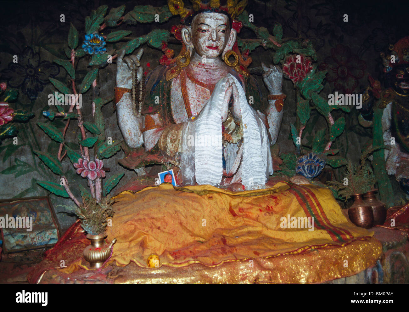 Religious statue inside a temple, Muktinath, Muktinath Valley, Mustang ...