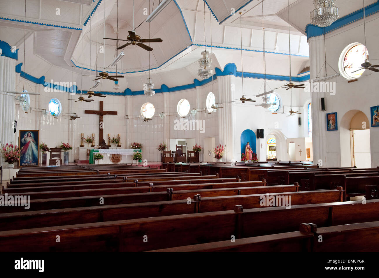 Interior of Apia Cathedral, Upola Island, Samoa Stock Photo - Alamy