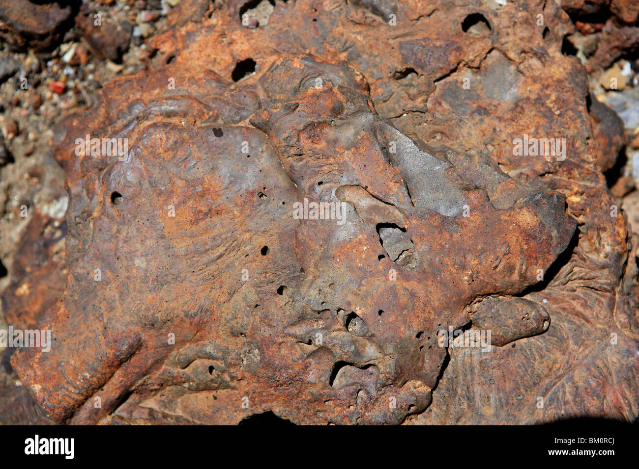 Iron rusty steel mineral stone macro detail in orange color Stock Photo ...