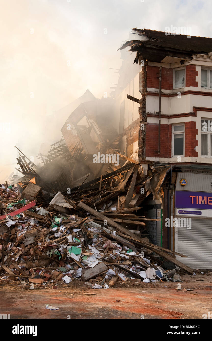 Shop collapsed and destroyed by fire and gas explosion Stock Photo - Alamy