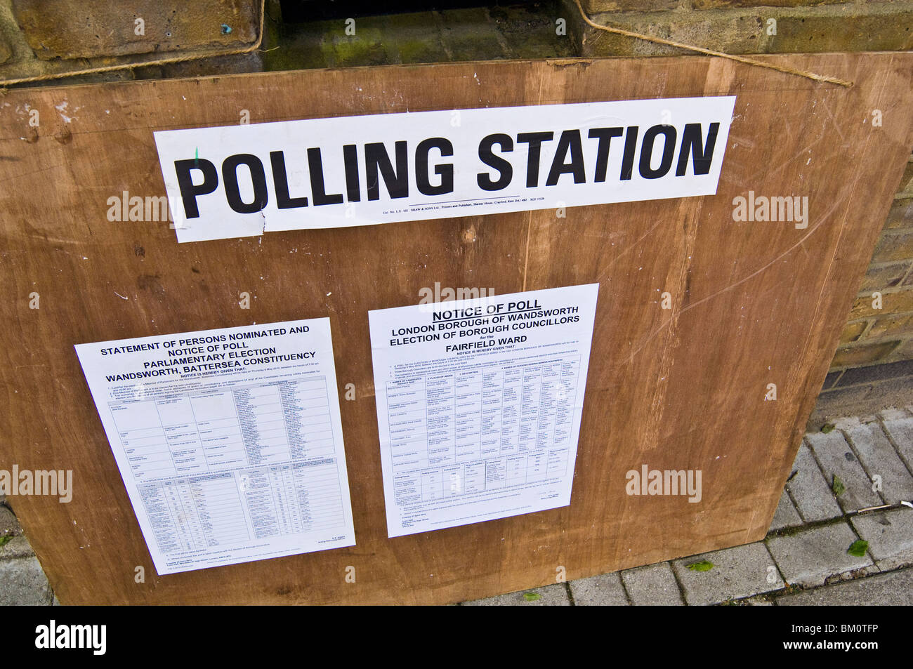 polling station sign outside a polling station in Wandsworth, London UK ...