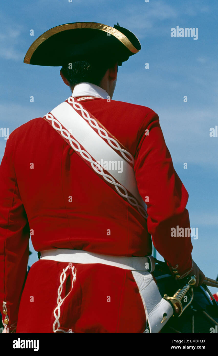 Royal guard in 18th century French soldier uniform, Quebec City, Quebec ...