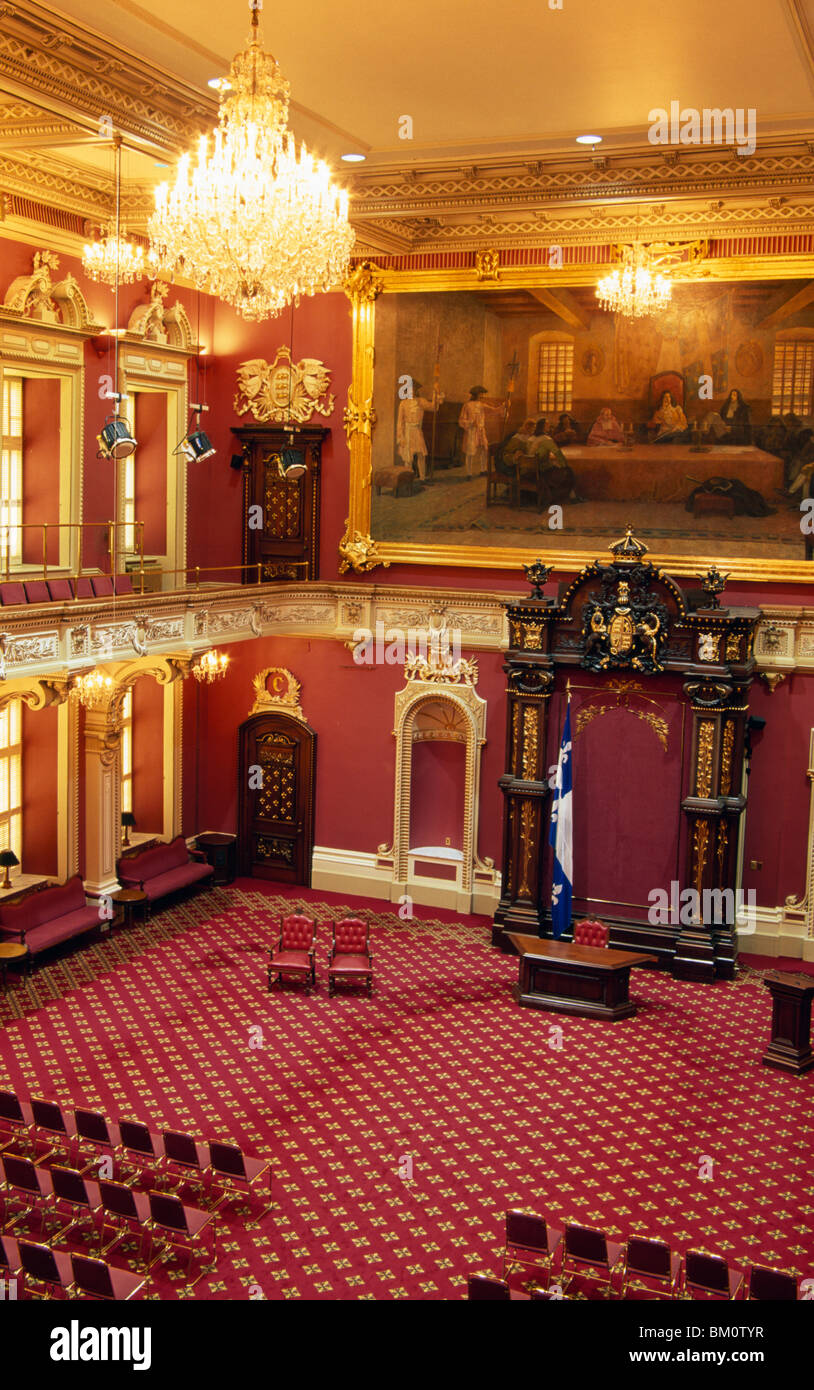 Interiors of the old senate room, Parliament Building, Quebec City ...