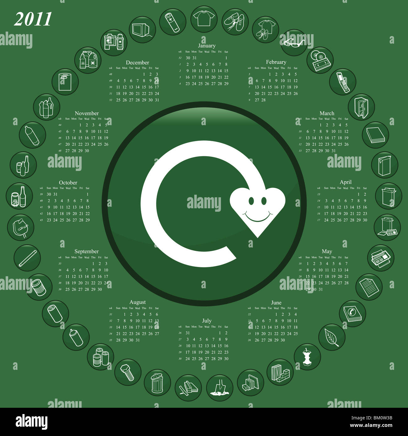 Vector 2011 calendar environmental recycling hi-res stock photography ...