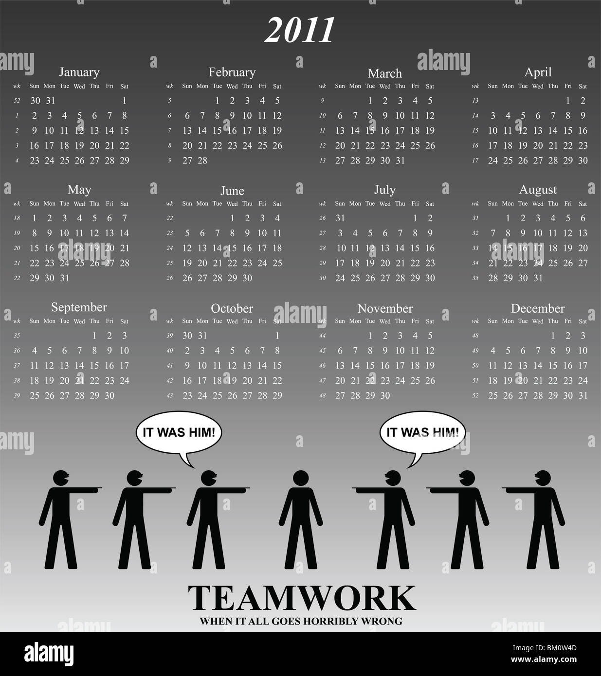 Vector of 2011 calendar with an office teamwork theme Stock Photo - Alamy