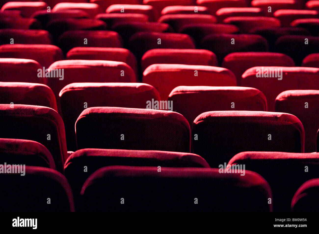 Rows of cinema seats, shot from behind Stock Photo - Alamy