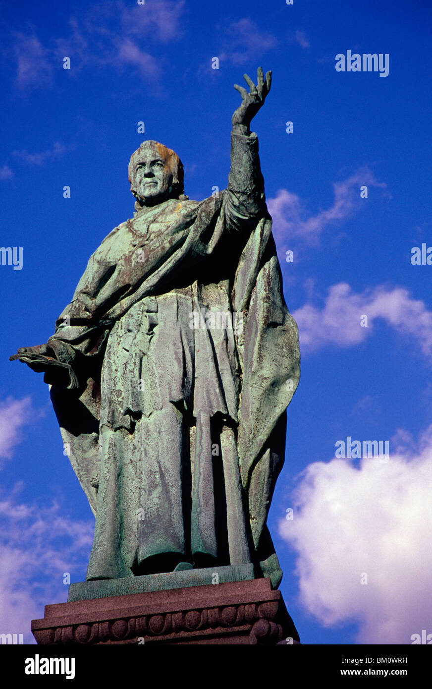 Low angle view of a statue of Ignace Bourget the French-Canadian Roman ...