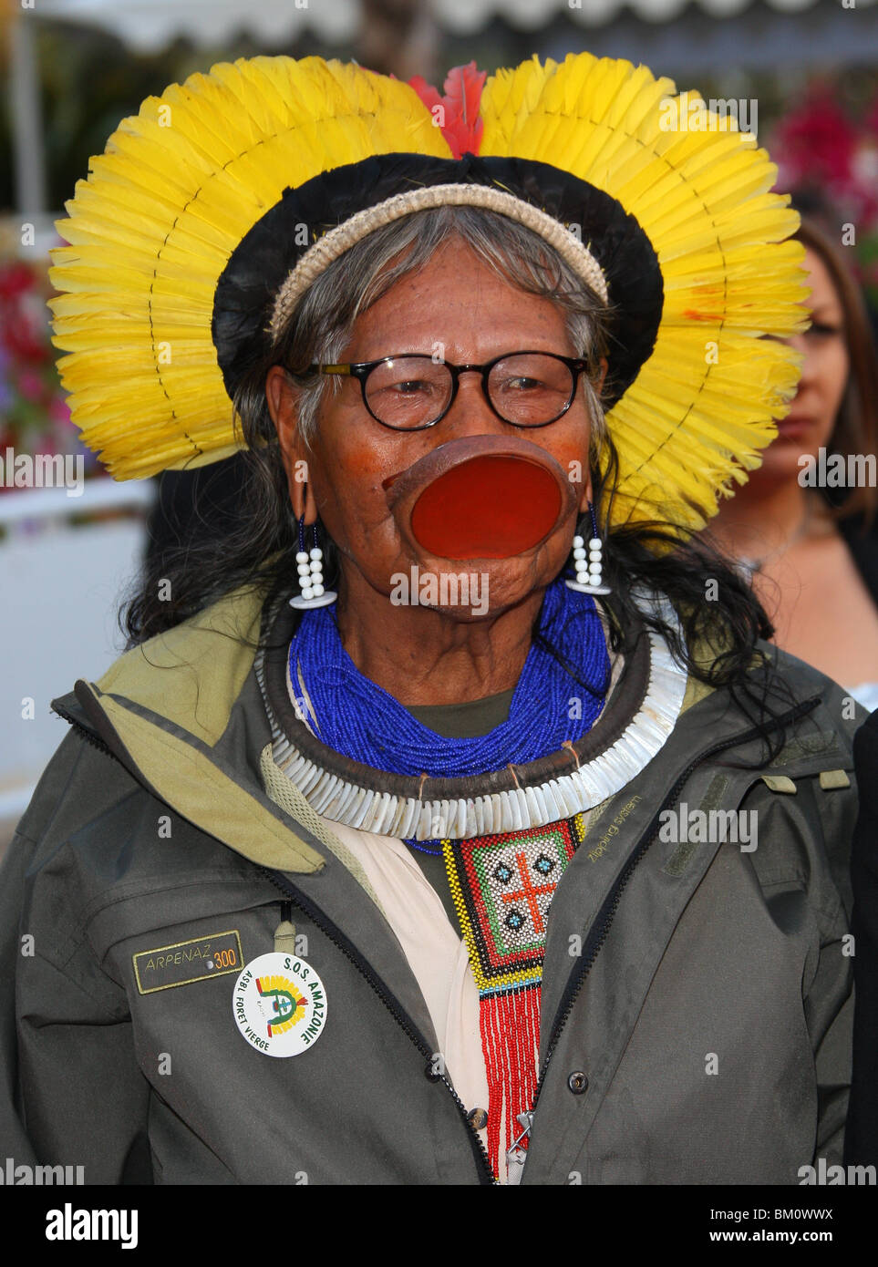 RAONI METUKTIRE ON TOUR PREMIERE CANNES FILM FESTIVAL 2010 PALAIS DES ...