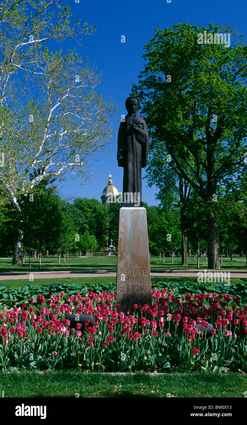 Statue in a university garden, University Of Notre Dame, South Bend ...