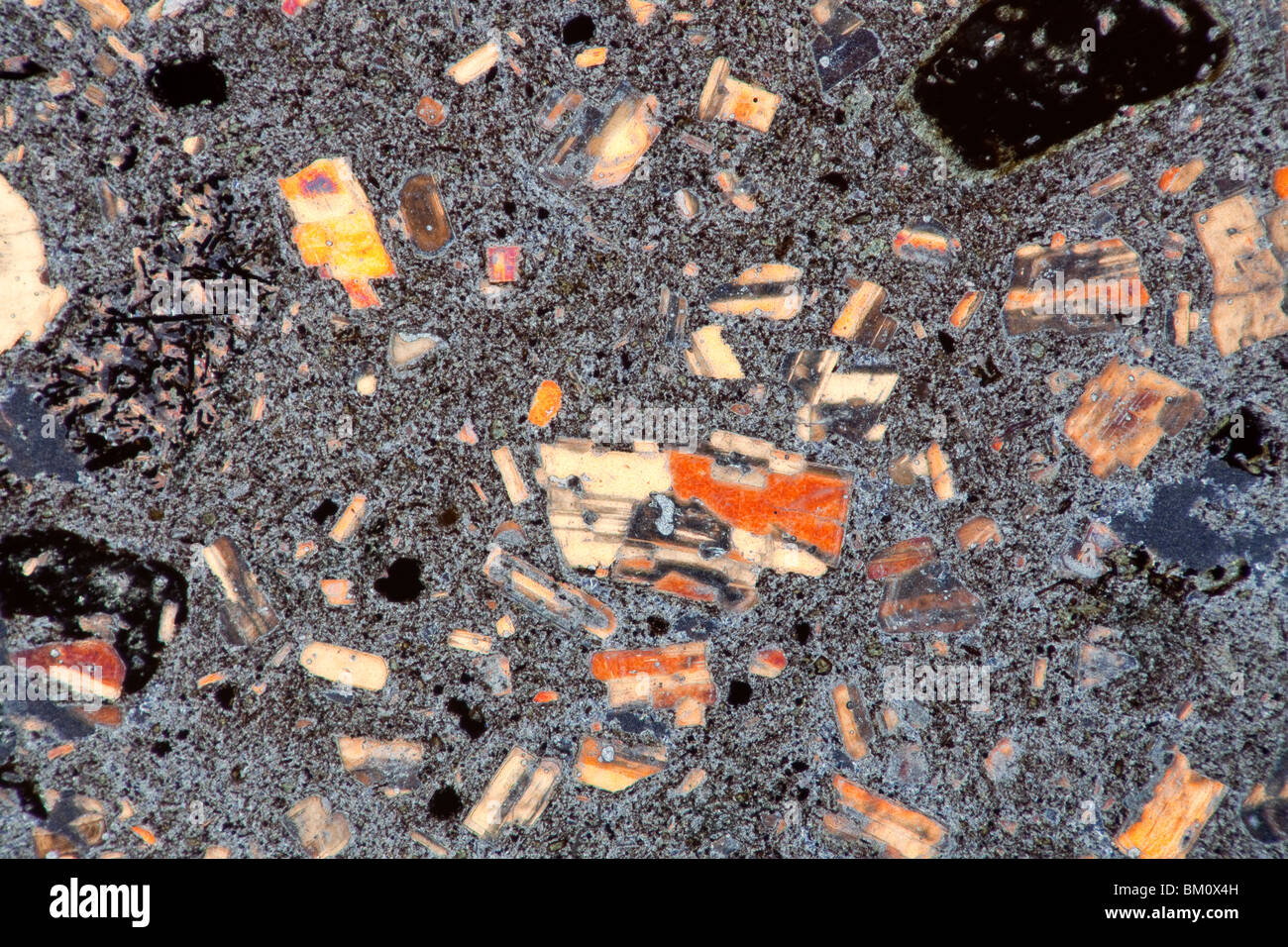 Photomicrograph of Andesite from Montserrat, the Soufriere volcano ...