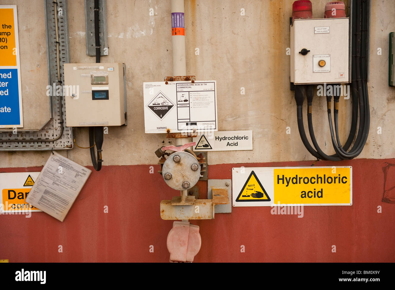 Hydrochloric Acid Road Tanker filling point Stock Photo - Alamy
