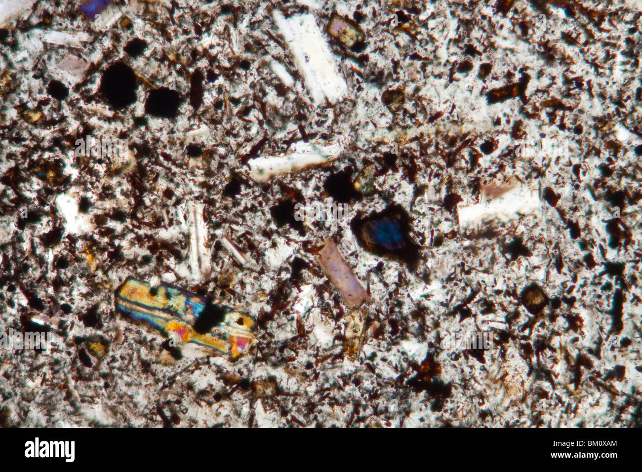 Photomicrograph of Andesite from Montserrat, the Soufriere volcano ...
