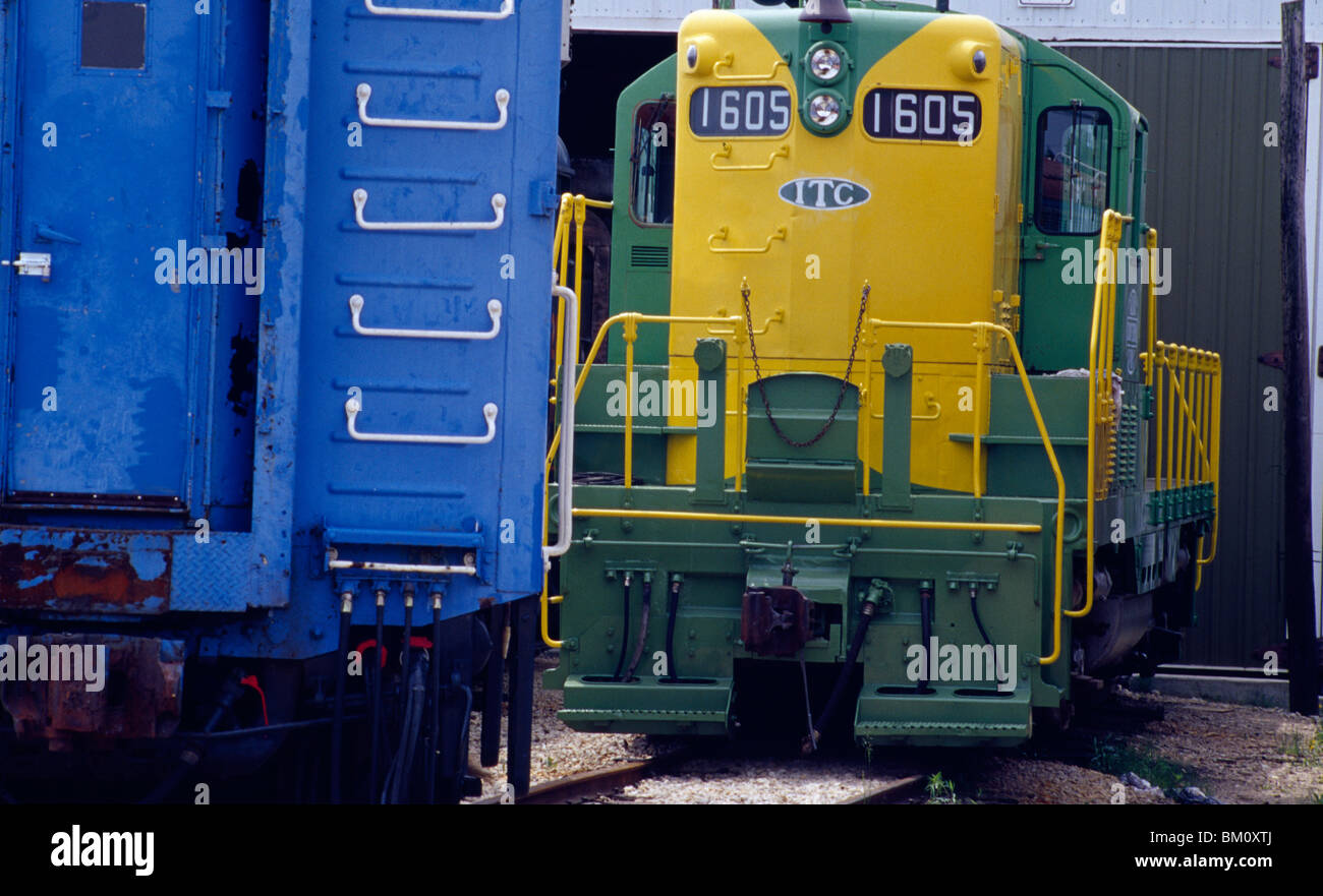 Train engine EMD GP7 at a museum, Illinois Railway Museum, Union ...