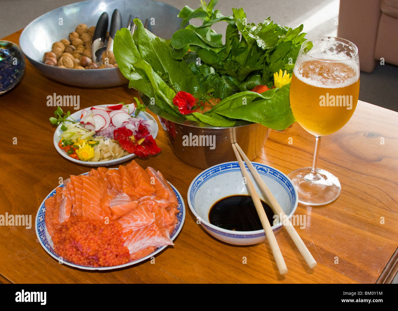 Sashimi Wild Chinook Salmon Stock Photo - Alamy
