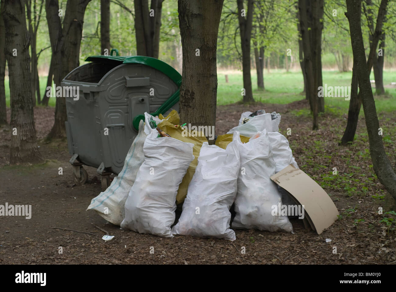 Garbage in the city park Stock Photo - Alamy