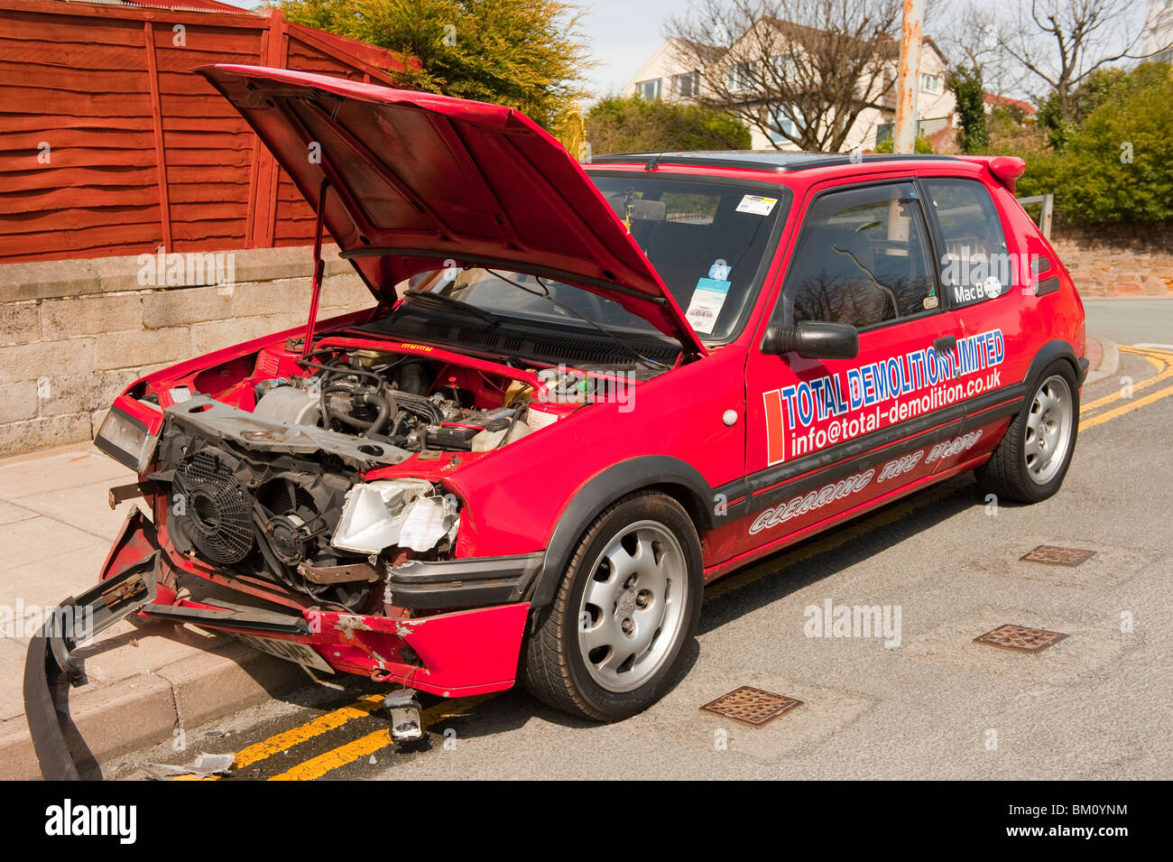 Total Demolition car crushed in crash Stock Photo - Alamy