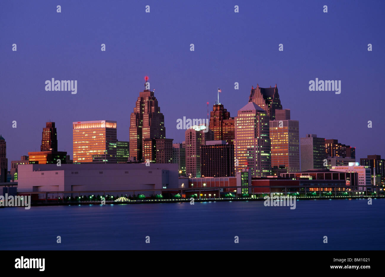 City at the waterfront, Detroit River, Detroit, Michigan, USA Stock ...