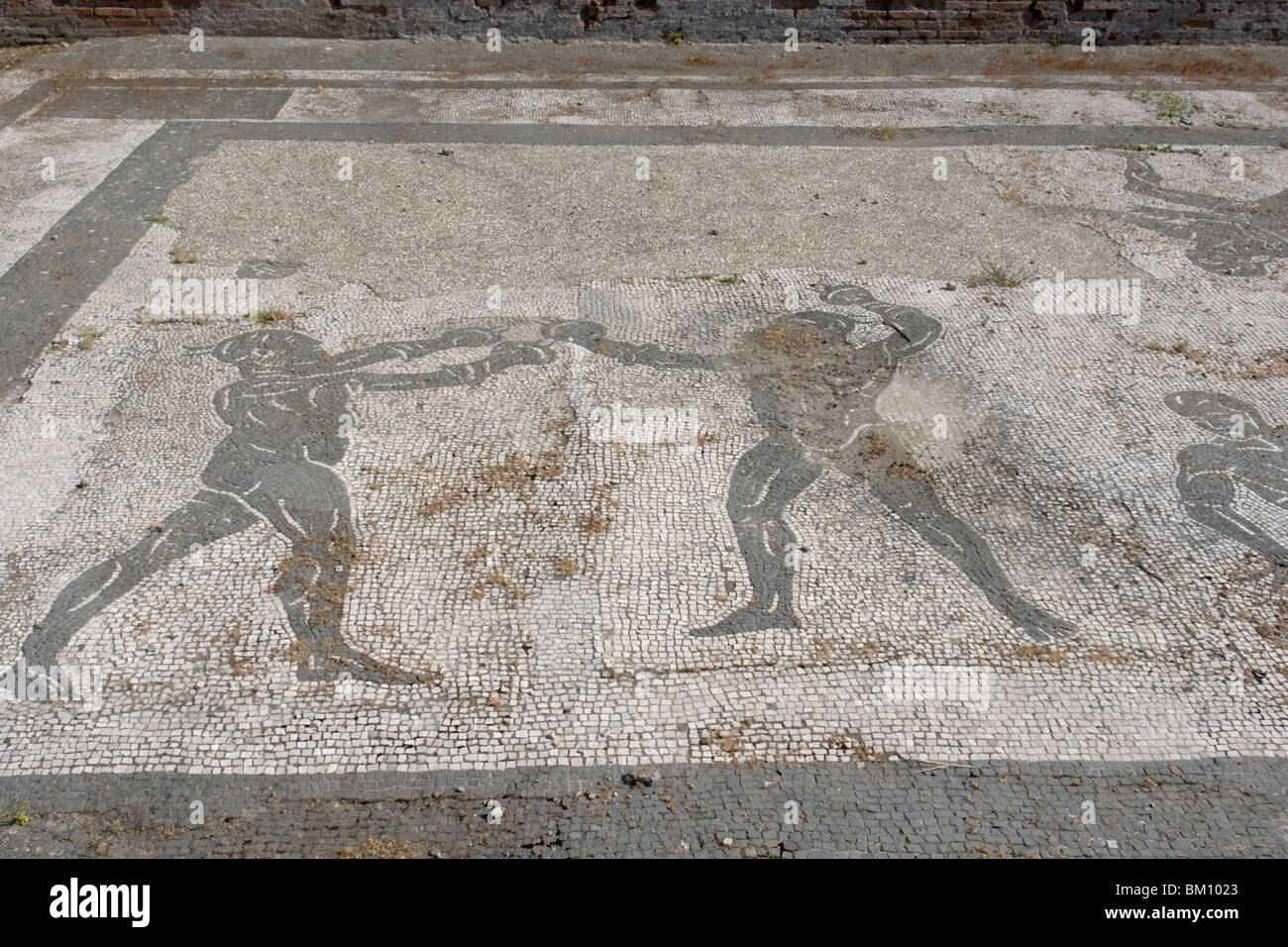 Ostia Antica, Rome. Mosaic with athletes in the palaestra adjacent to ...