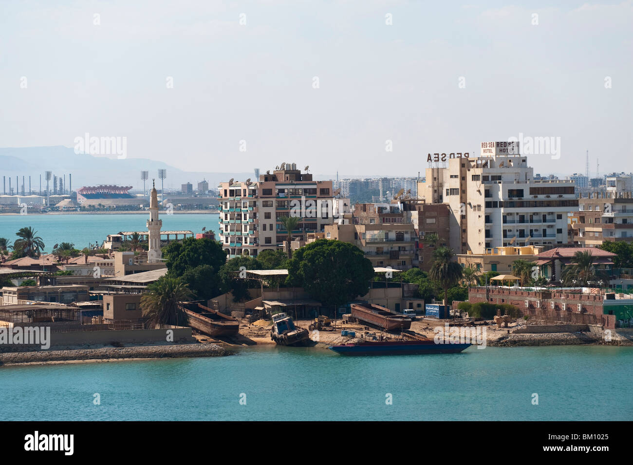 Port Tawfik & The City of Suez from The Canal, Egypt Stock Photo - Alamy