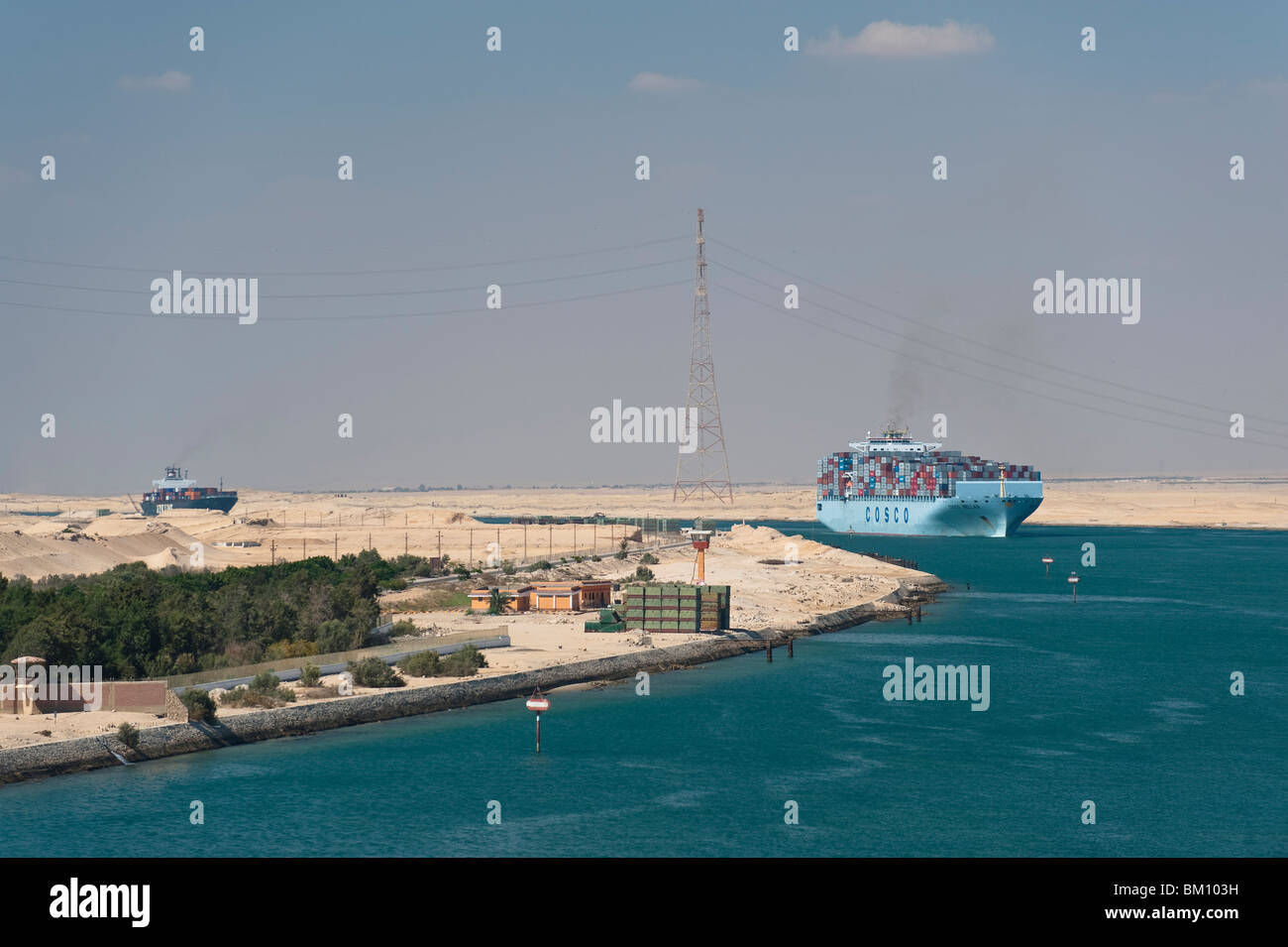 A Container Ship Transits Through The Suez Canal, Egypt Stock Photo - Alamy
