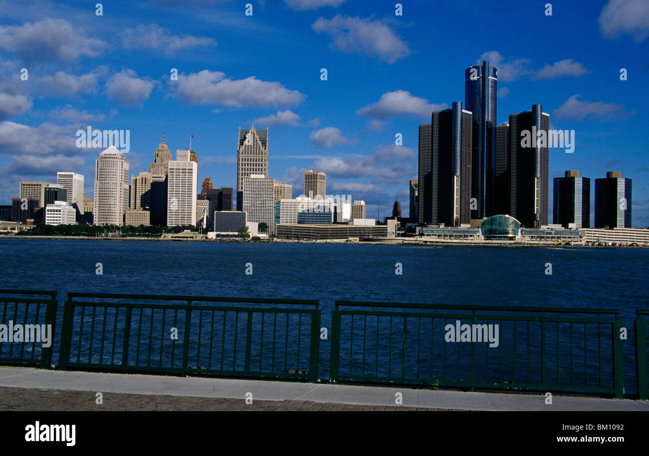 City at the waterfront, Detroit River, Detroit, Michigan, USA Stock ...