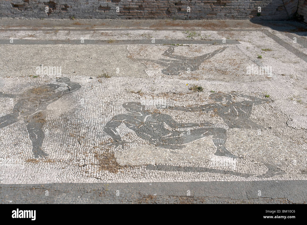 Ostia Antica, Rome. Mosaic with athletes in the palaestra adjacent to ...