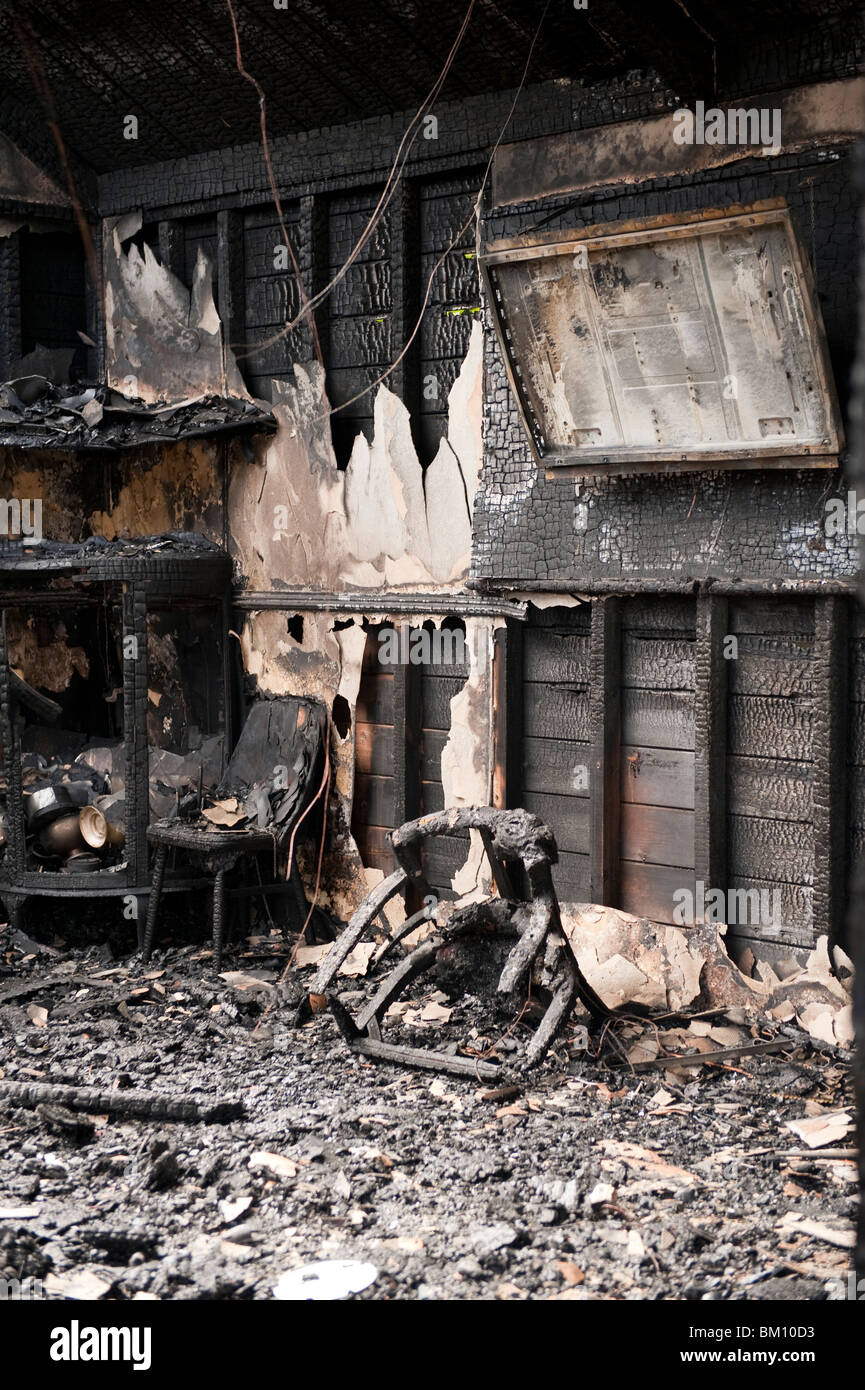 Social club and LCD Television burnt out and destroyed by fire Stock ...