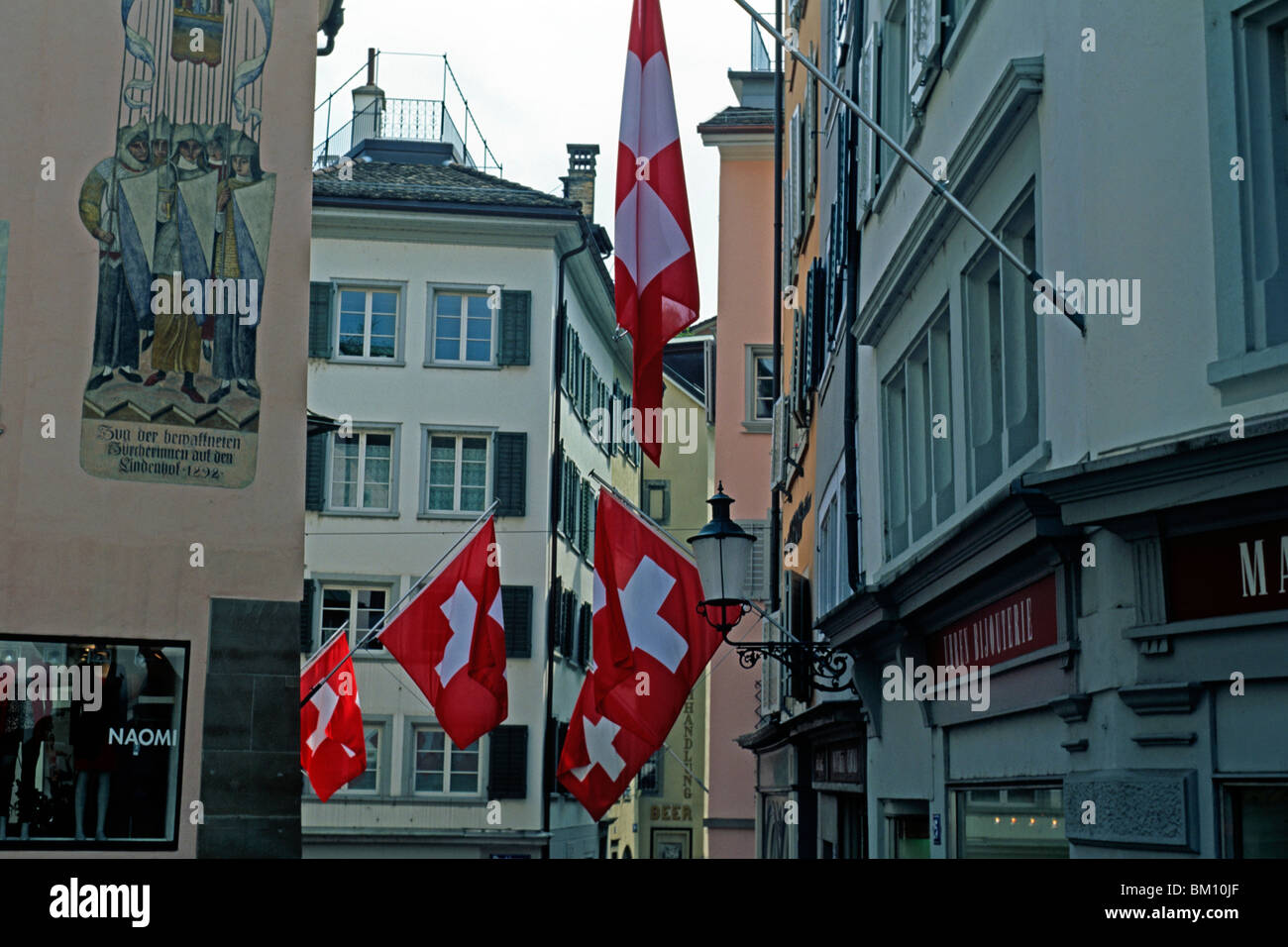 Street flags in zurich hi-res stock photography and images - Alamy