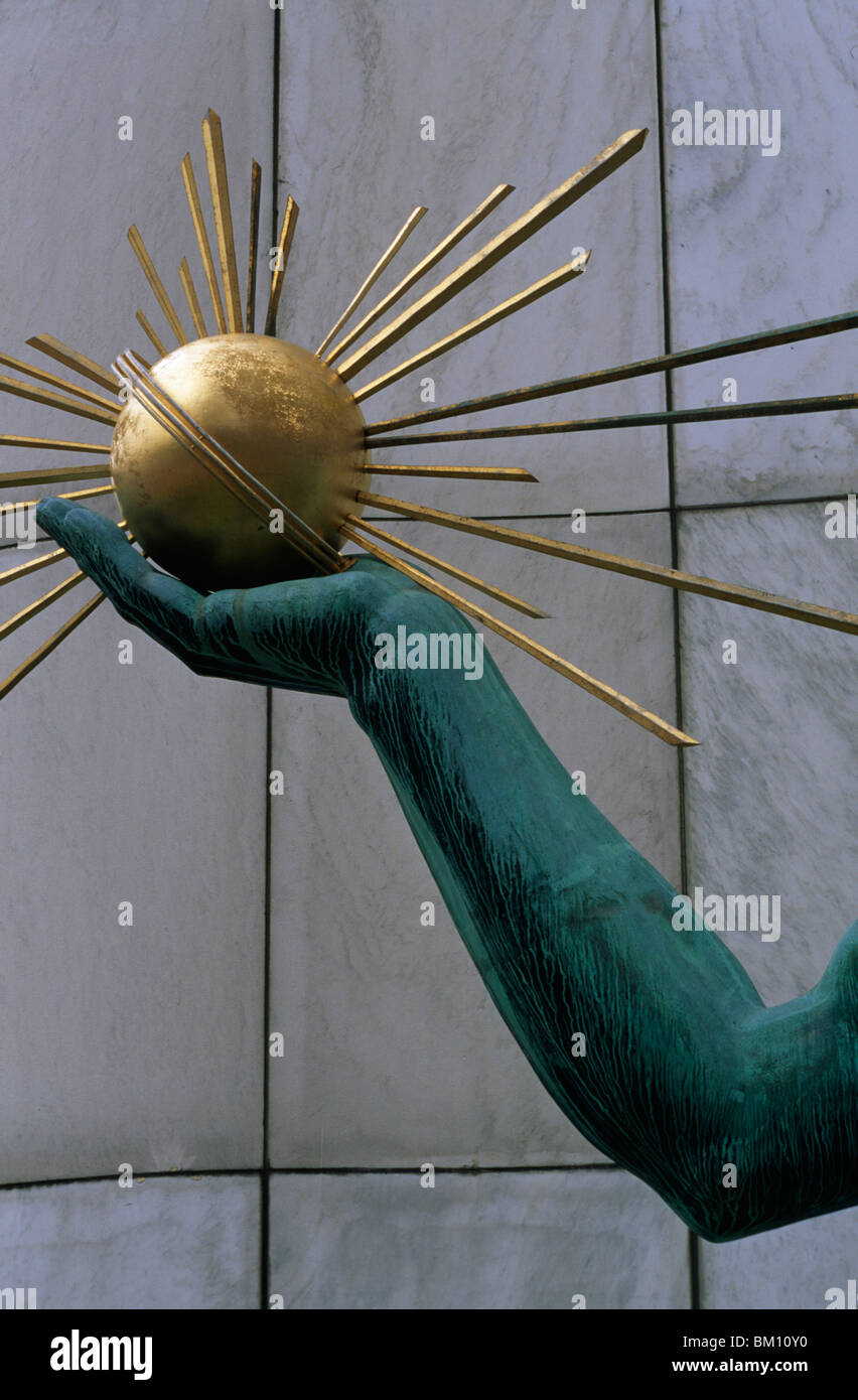 Close-up of a statue, Spirit Of Detroit, Coleman A. Young Municipal ...