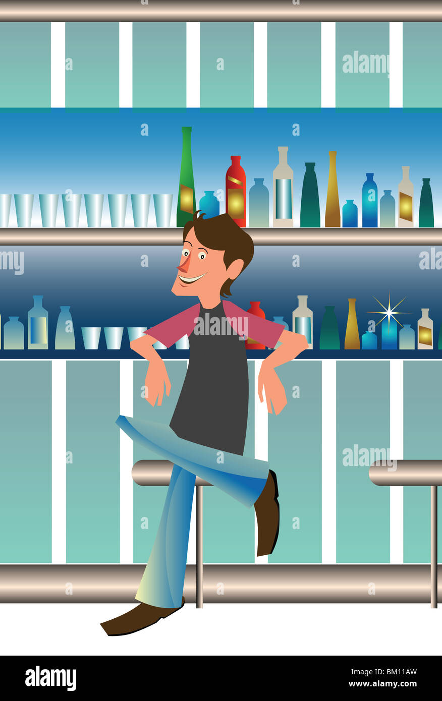 Man sitting at a bar counter Stock Photo - Alamy