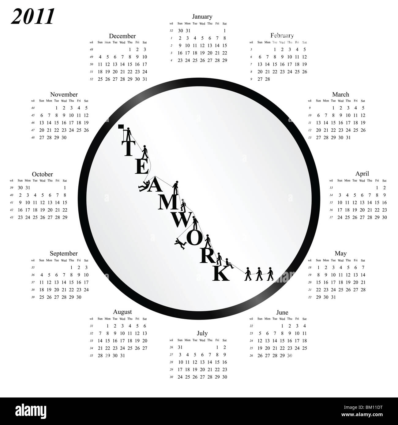 Vector of 2011 calendar with an office teamwork theme Stock Photo - Alamy