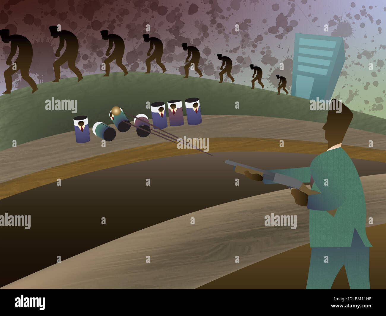 Illustrative representation of a manager firing employees Stock Photo ...