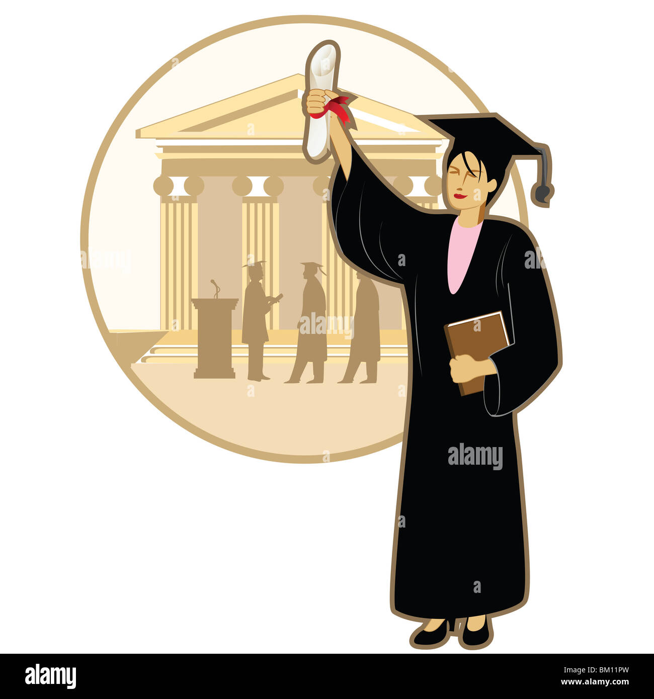 Female university student holding a diploma Stock Photo - Alamy