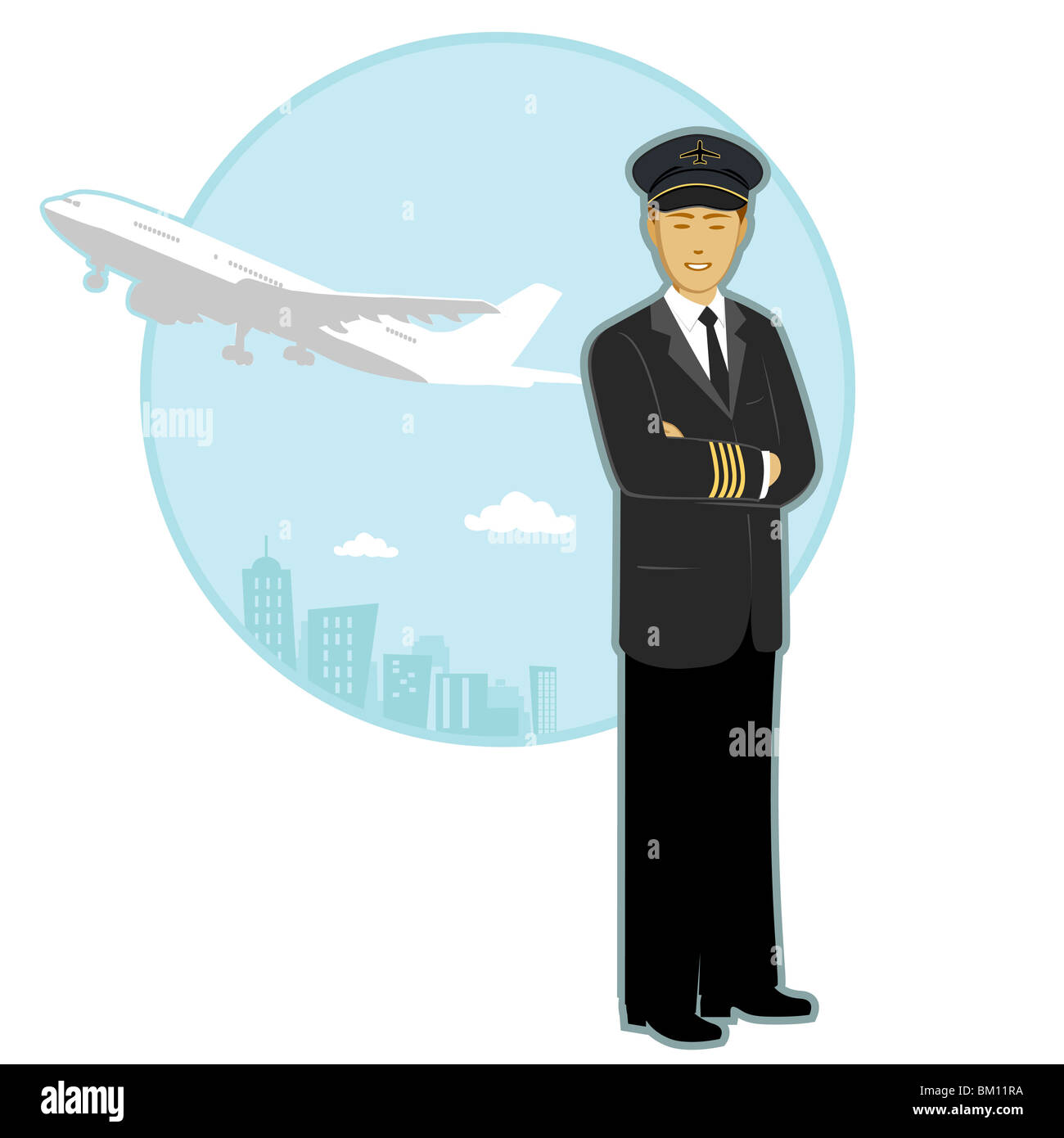 Pilot standing with his arms crossed Stock Photo - Alamy