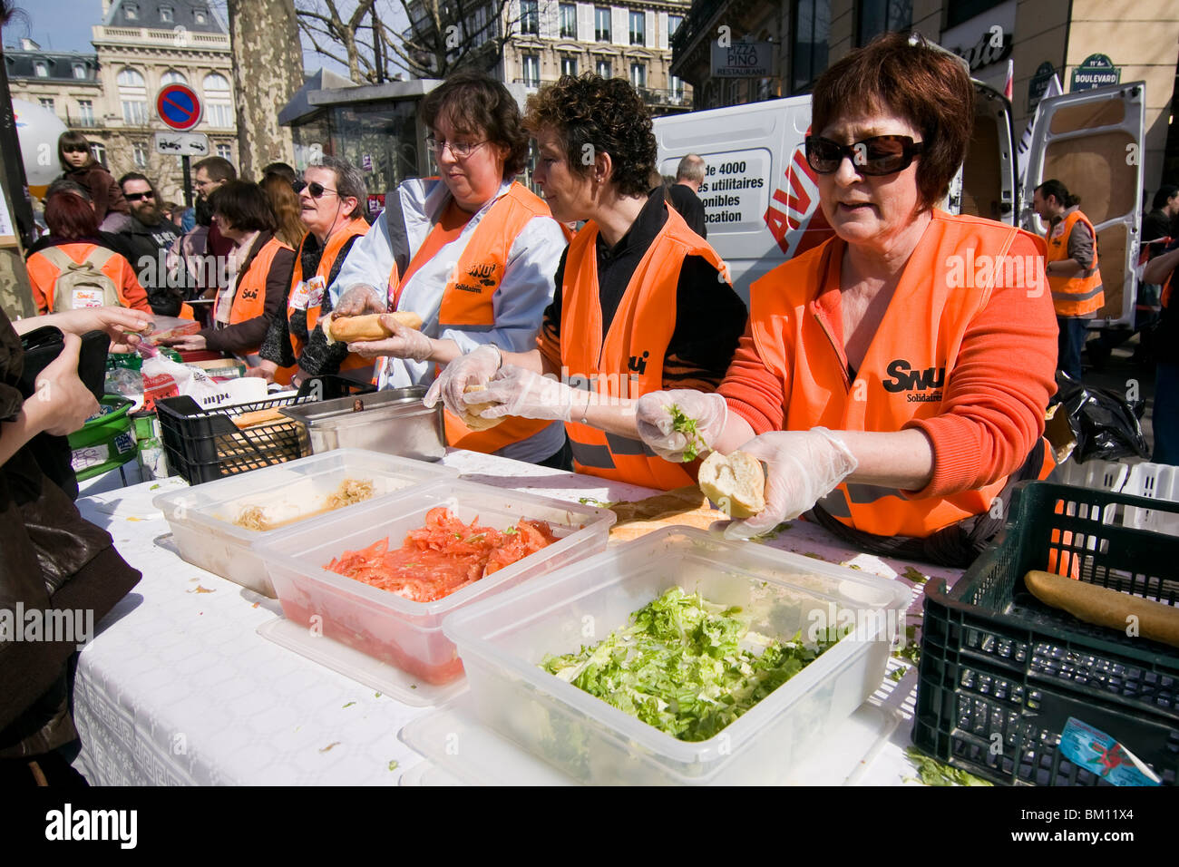 A food stall at the French workers demonstration in Paris, on march 23 ...
