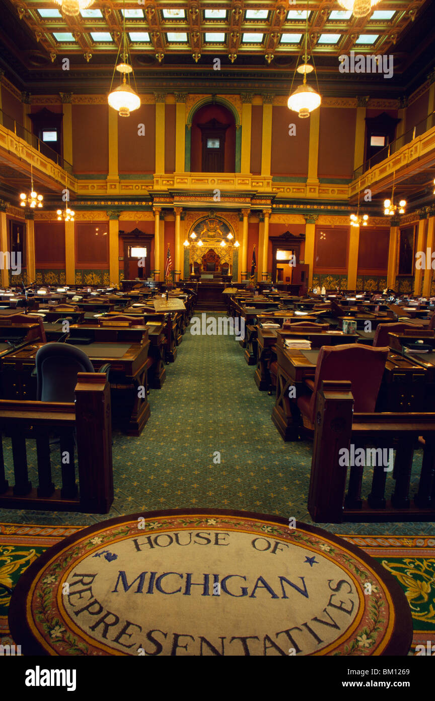 Interiors of a government building, House Of Representatives, Michigan ...