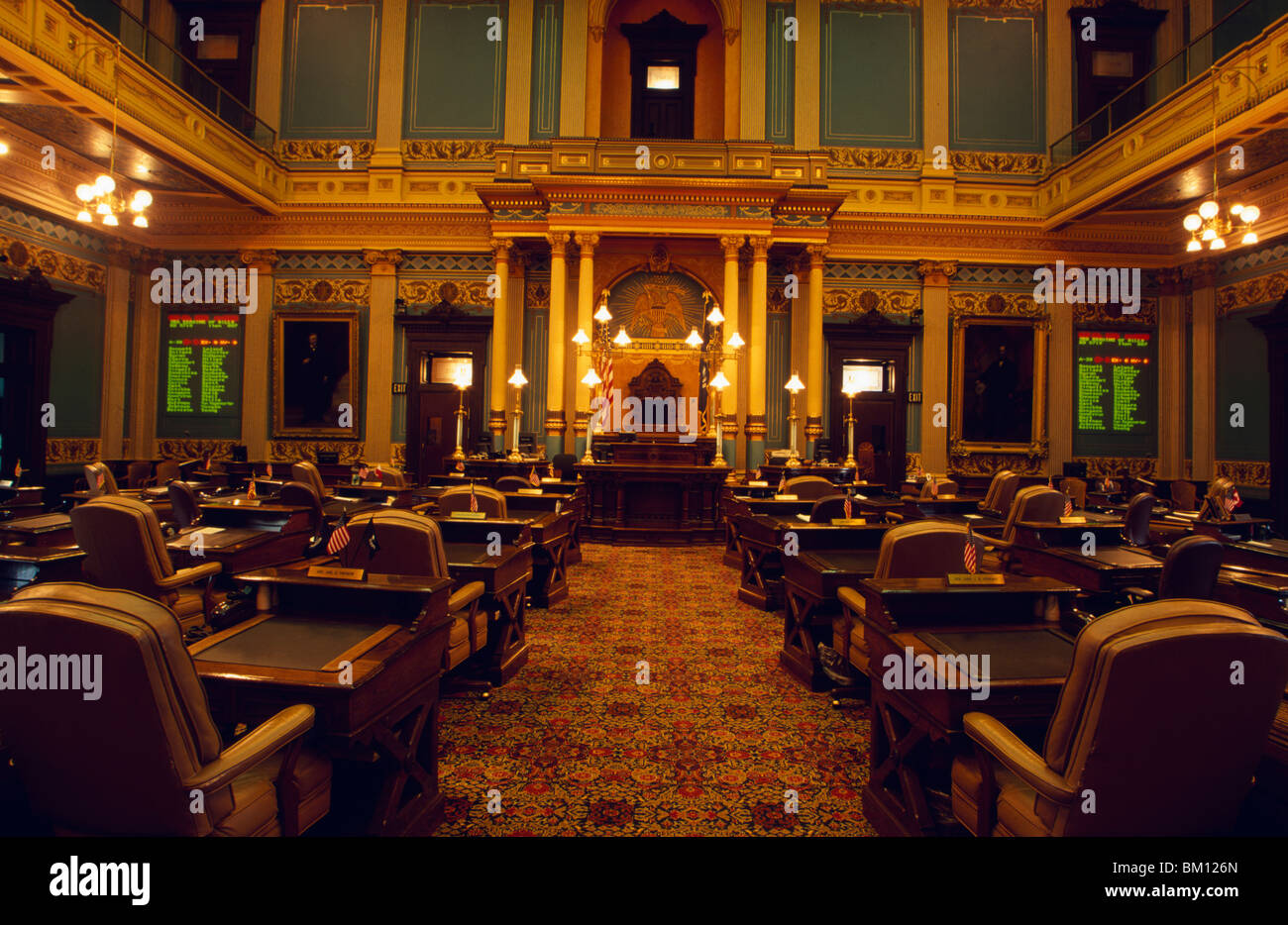 Interiors of a government building, House Of Senate, Michigan State ...