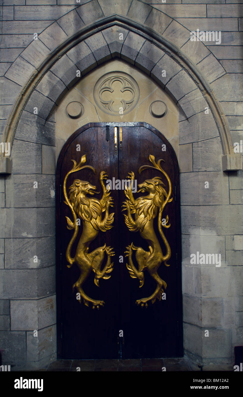 Carving on the door of a cathedral, Bermuda Cathedral, Hamilton ...