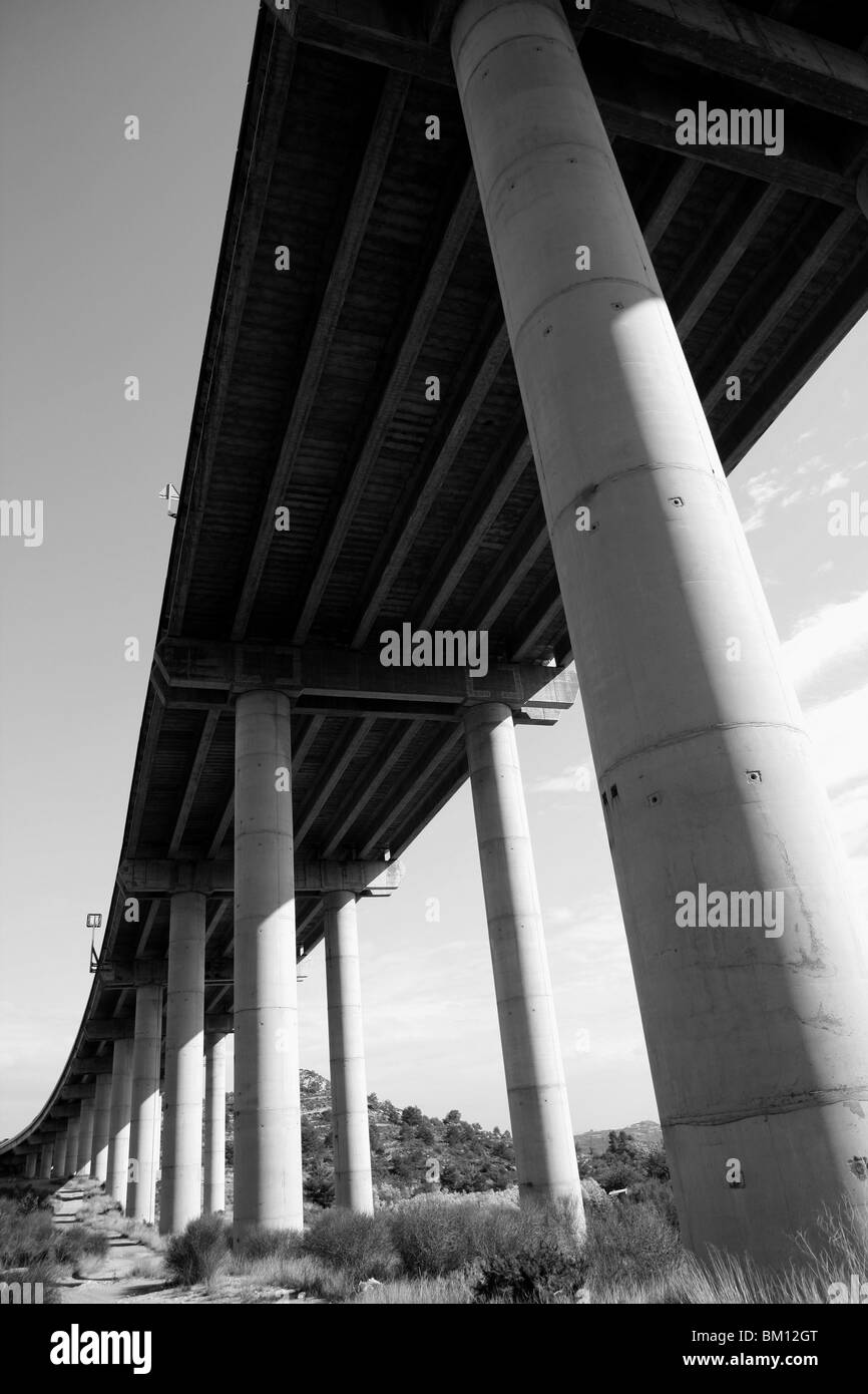 Low angle perspective view of a motorway road bridge Stock Photo - Alamy