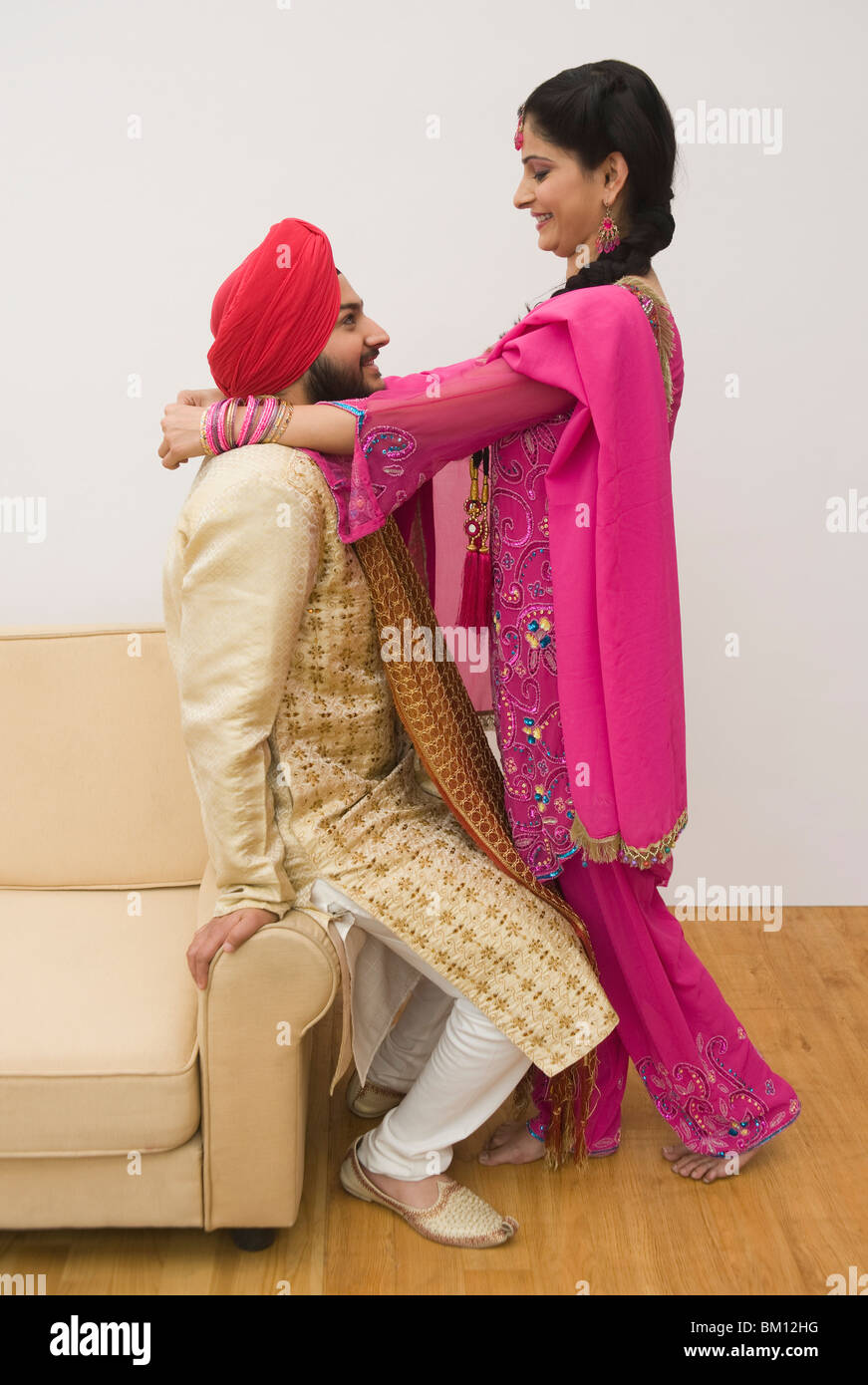 Sikh couple romancing Stock Photo - Alamy