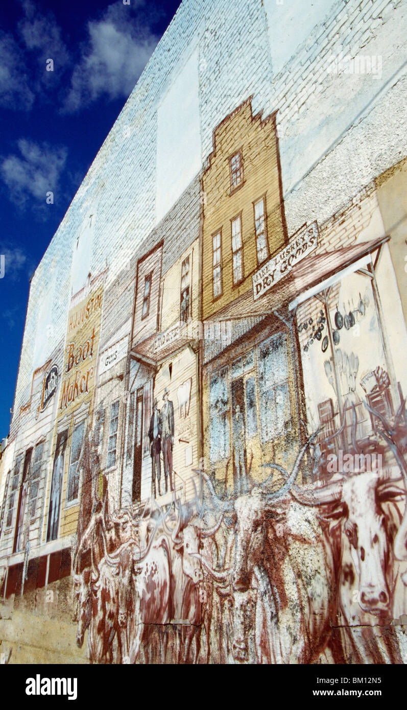 Mural on the wall of a store, Luskey's Ryon Saddle & Ranch Supply, Fort ...