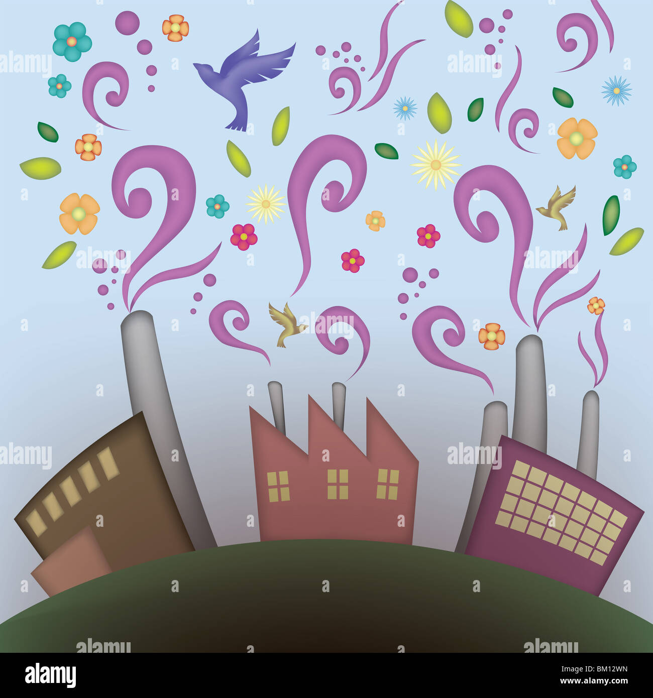 Illustrative representation showing less carbon emission Stock Photo ...
