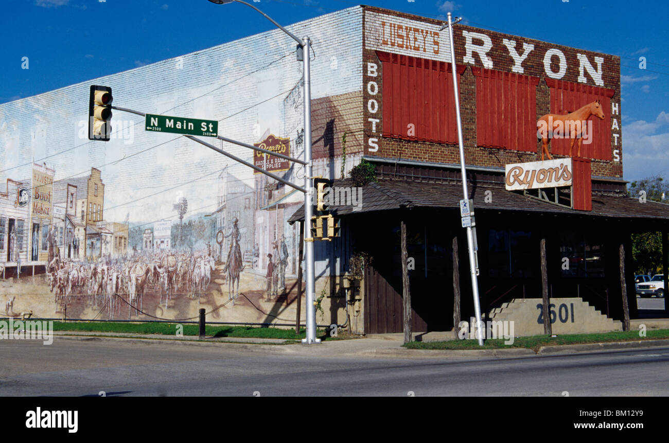 Mural on the wall of a store, Luskey's Ryon Saddle & Ranch Supply, Fort ...