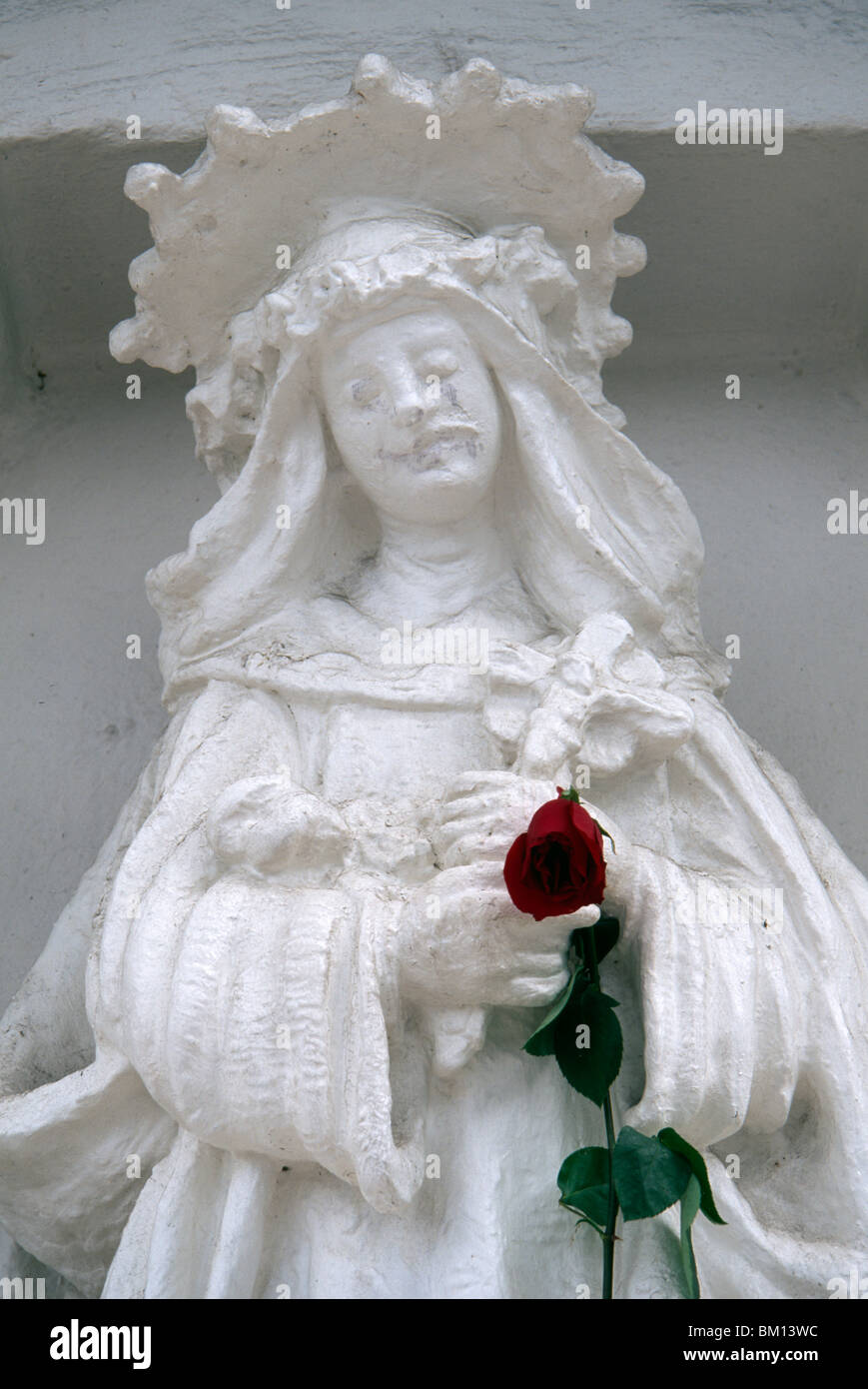 Low angle view of a statue of Virgin Mary, Sancta Maria Statue, San ...