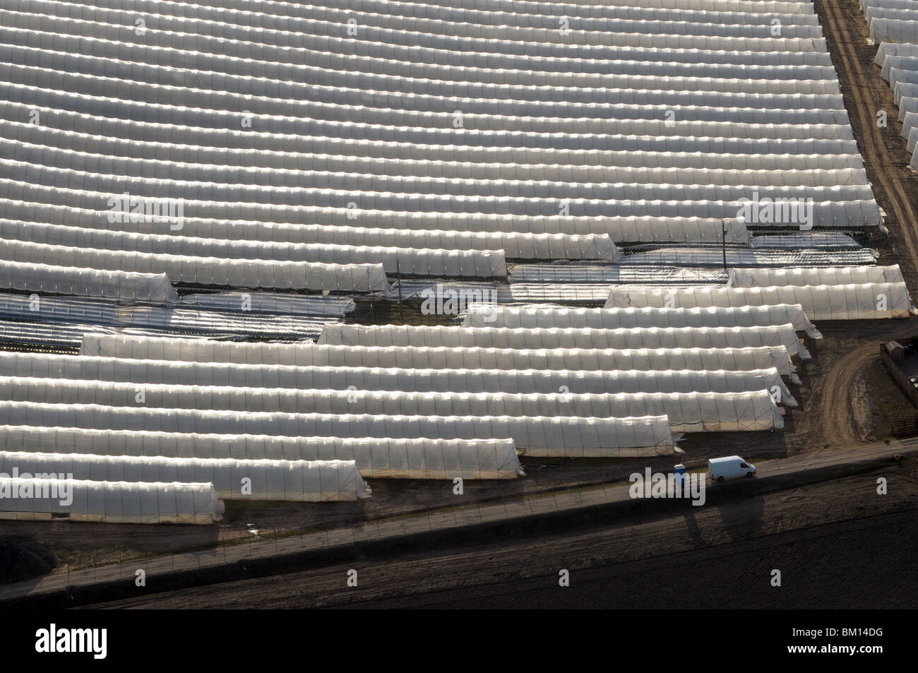 Aerial view of poly tunnels covering the land Stock Photo - Alamy