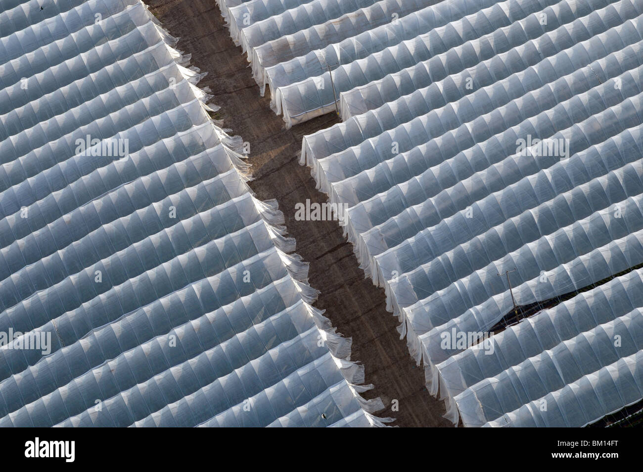 Aerial view of poly tunnels covering the land Stock Photo - Alamy