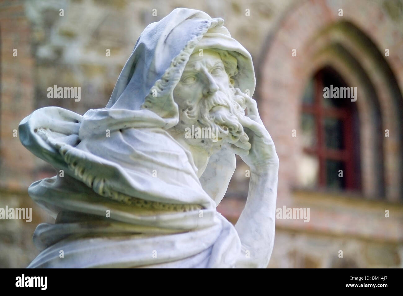Winter statue, Villa d'Ayala park, river Sele valley, Salerno, Campania ...