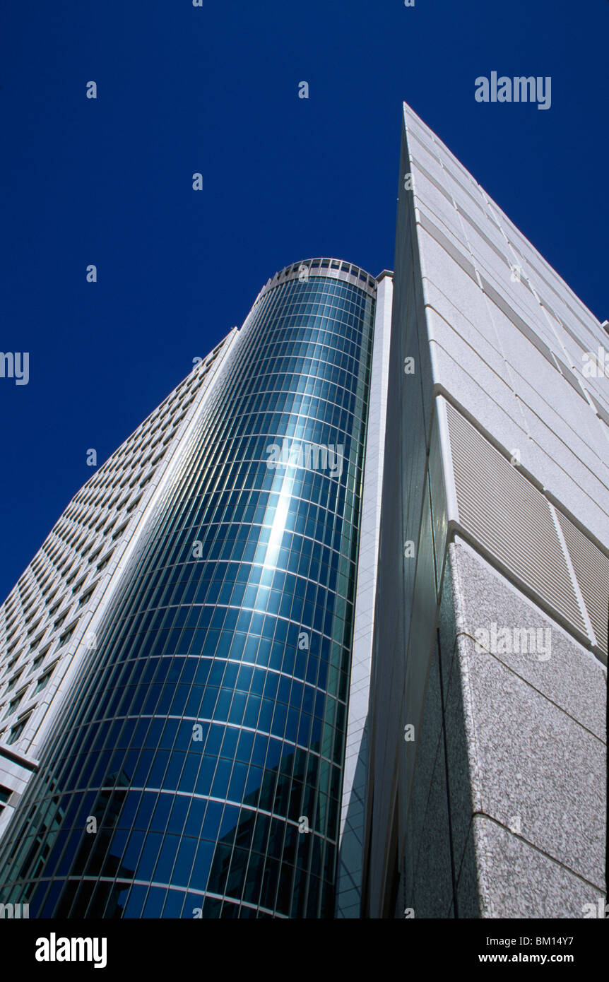 Low angle view of an office building, EM Harris State Office Building ...