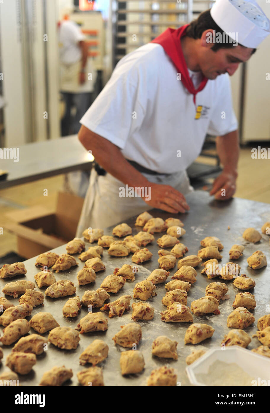 bakery warehouse at the "Fete du Pain" in Paris (Bread Fest). worker ...