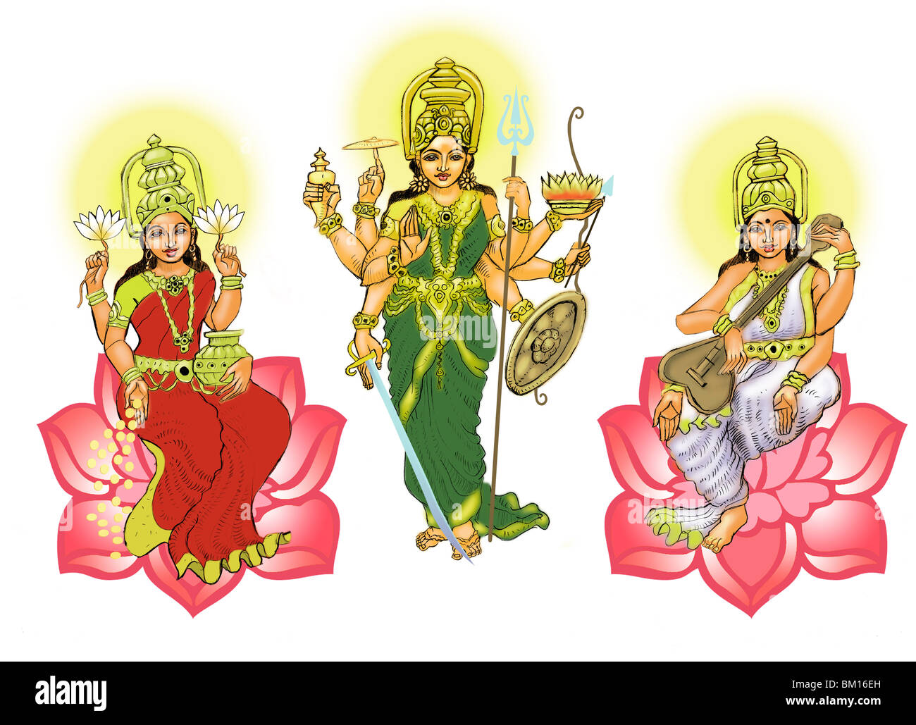 Goddess saraswati blessing wisdom knowledge hi-res stock photography ...